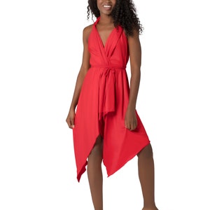 Versatile One Size Dress | Sexy Red V-neck Dress for Women | Dark Red A ...
