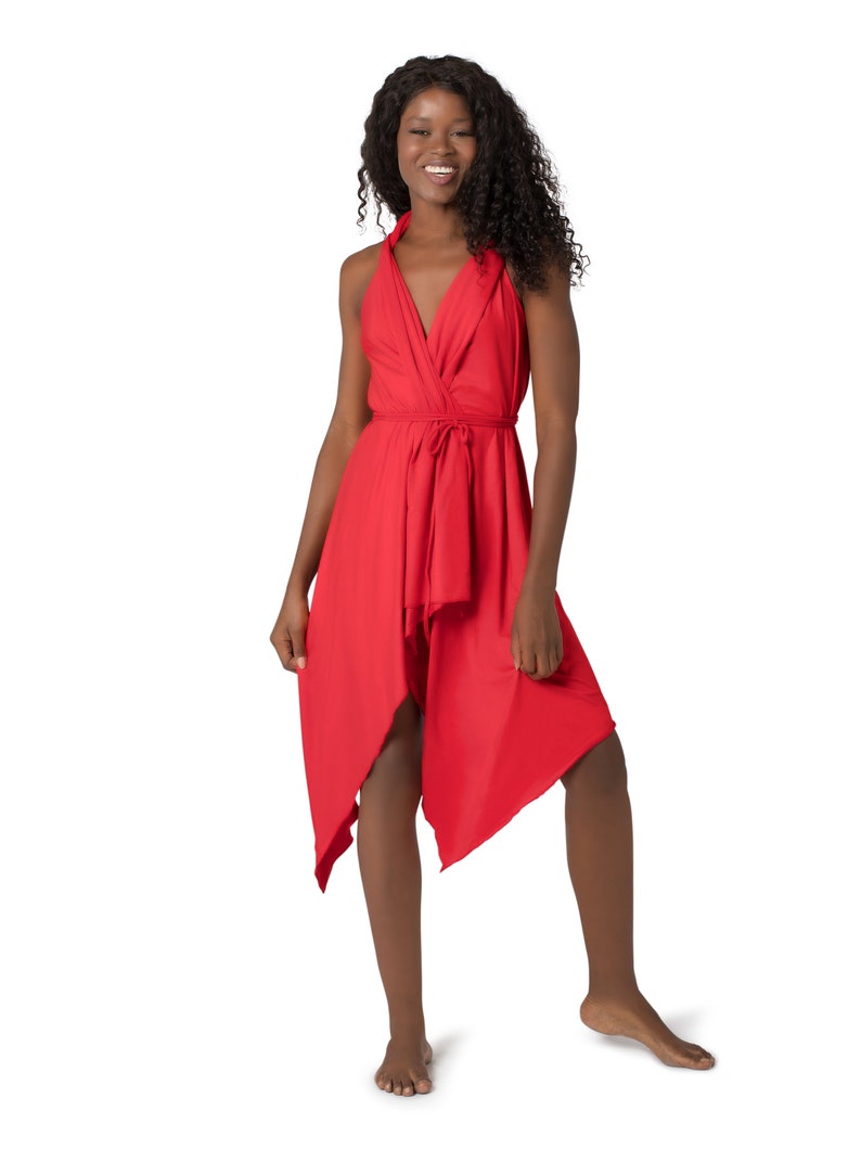 Versatile One Size Dress Sexy Red V-neck Dress for Women - Etsy