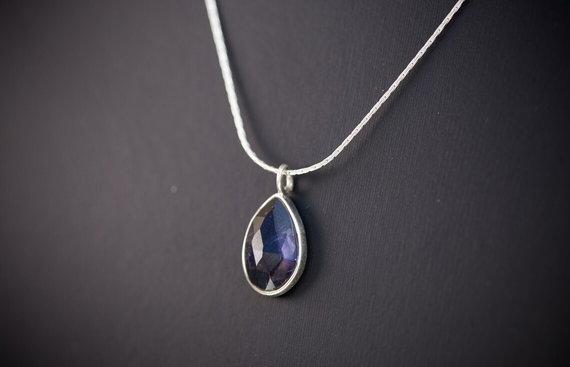 Blue Iolite Necklace, Iolite Pendant Necklace, Iolite Necklace for ...