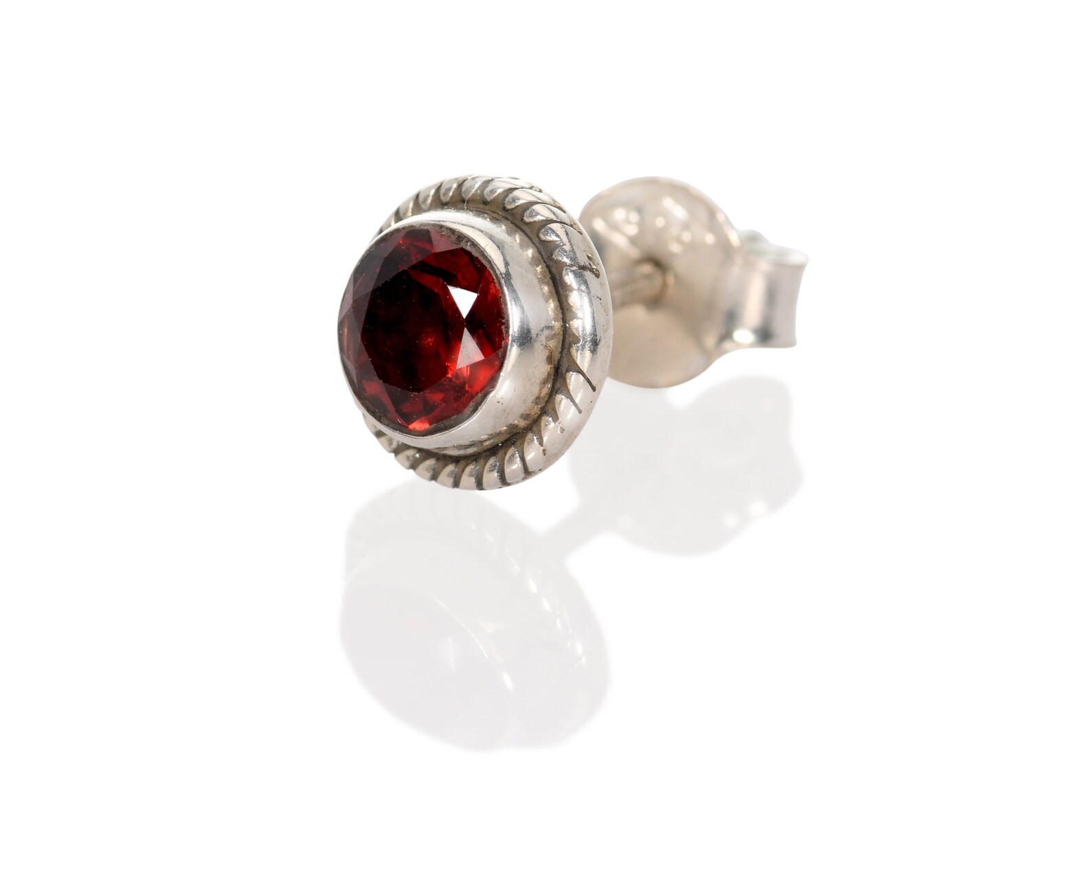 Garnet Studs, Sterling Silver Garnet Earrings, Maroon Studs, Sterling ...