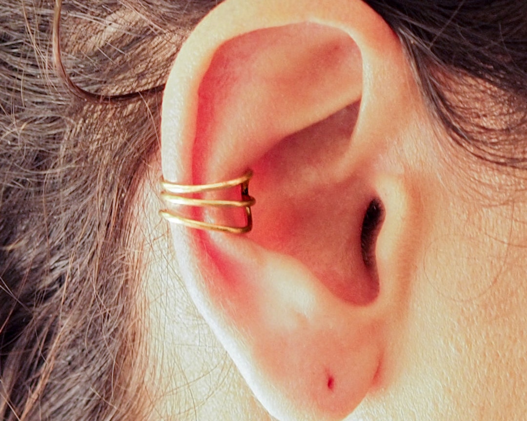 Ear Cuff // Fake Cartilage Piercing // Fake Helix Ring // Brass Ear ...