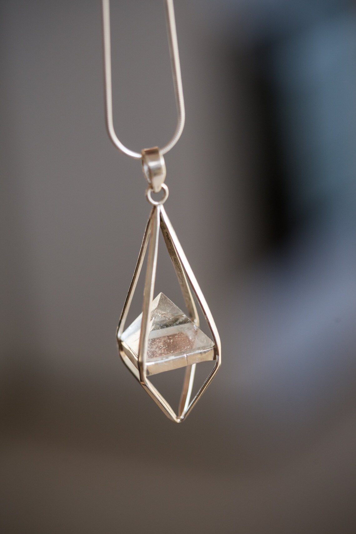 Long Crystal Necklace, Sterling Silver and Crystal Necklace, Harmony ...