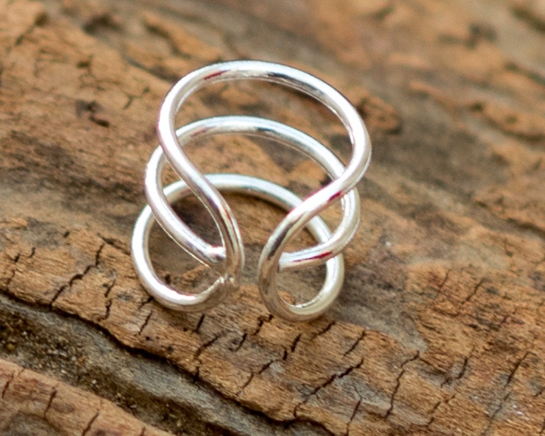 Ear Cuff // Fake Cartilage Piercing // Fake Helix Ring // Silver Ear ...