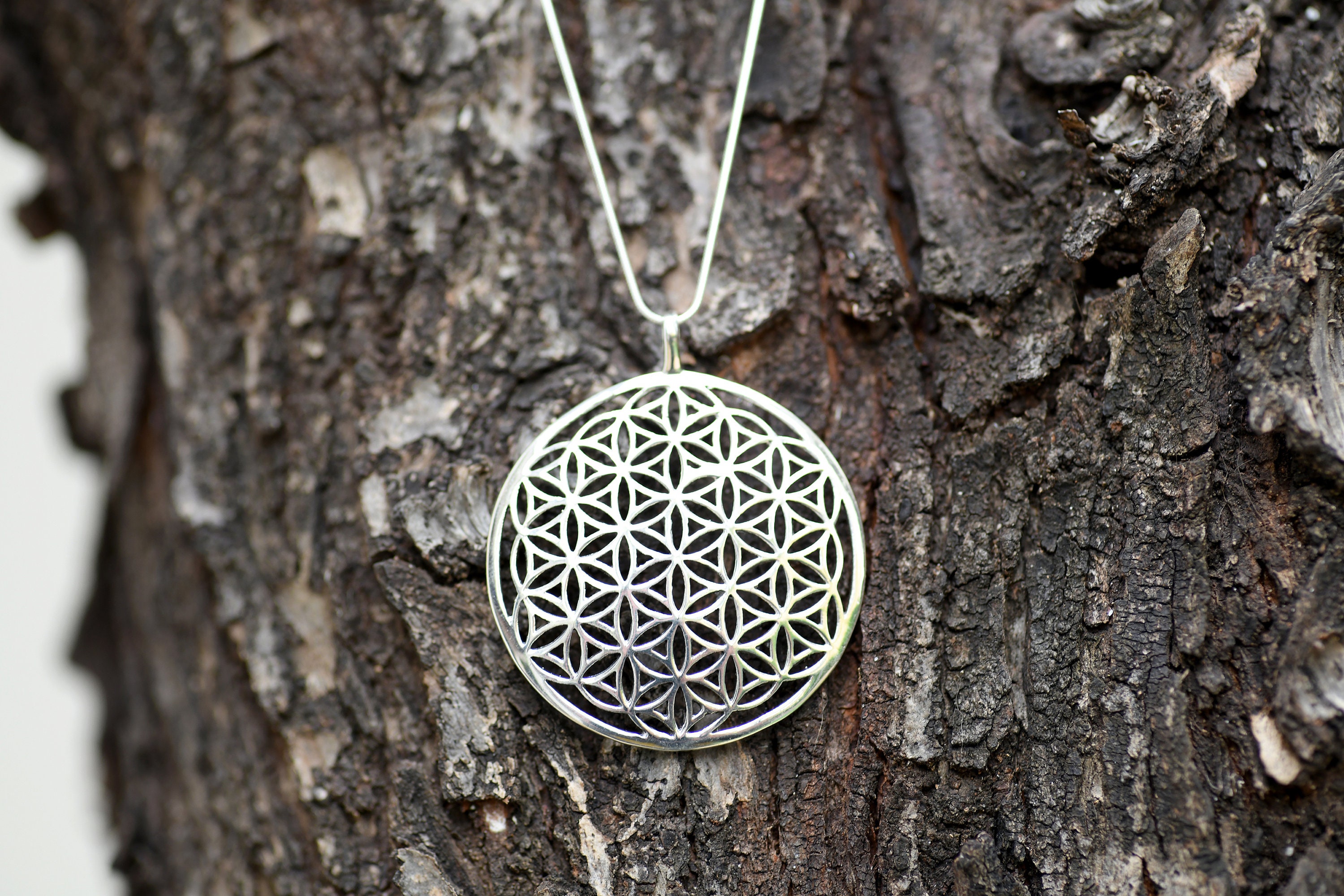 Flower of Life Pendant Large Sterling Silver Pendant Round | Etsy