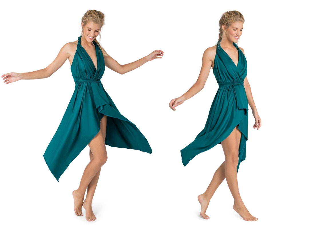 Wraparound One Size Dress | Sexy V-neck Dress for Women | Turquoise A ...