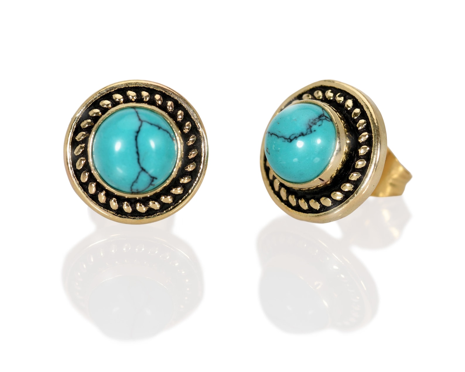 Turquoise Stud Earrings // Turquoise Earrings // Turquoise Ear Studs ...