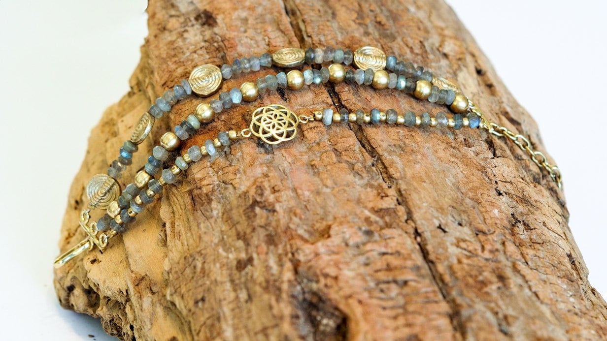 Labradorite Beaded Bracelet Labradorite Wrap Bracelet | Etsy