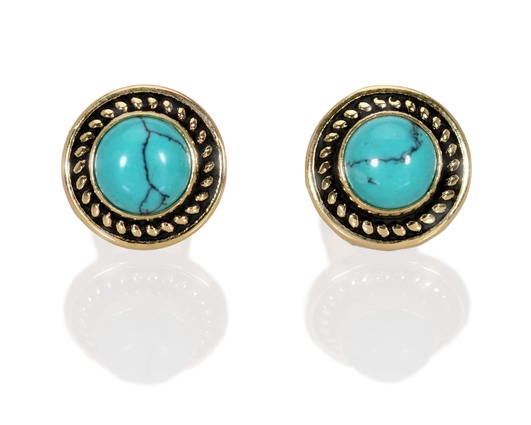 Turquoise Stud Earrings // Turquoise Earrings // Turquoise Ear Studs ...