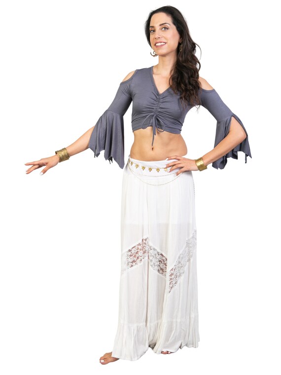 Grey Open Back Crop Salsa Top for Woman With Boho-hippie Flare | Etsy