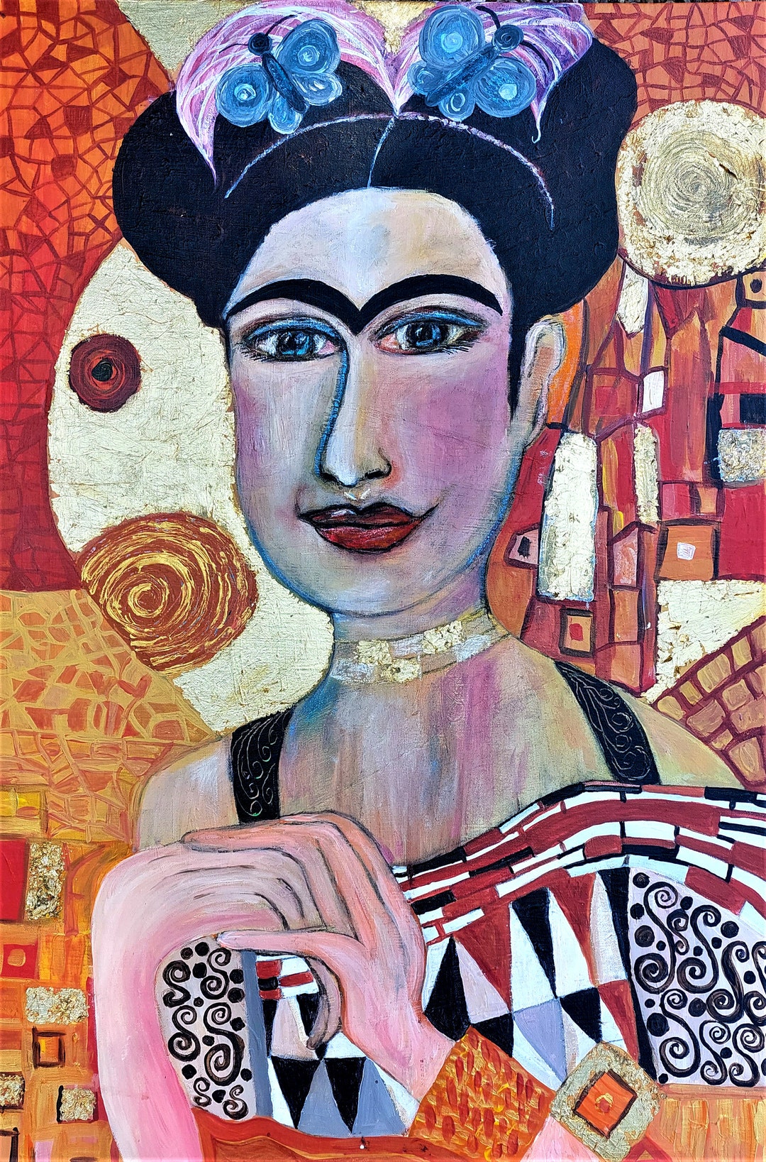 Frida Kahlo in the Style of Klimt Card, Frida and Gustav Klimt ...