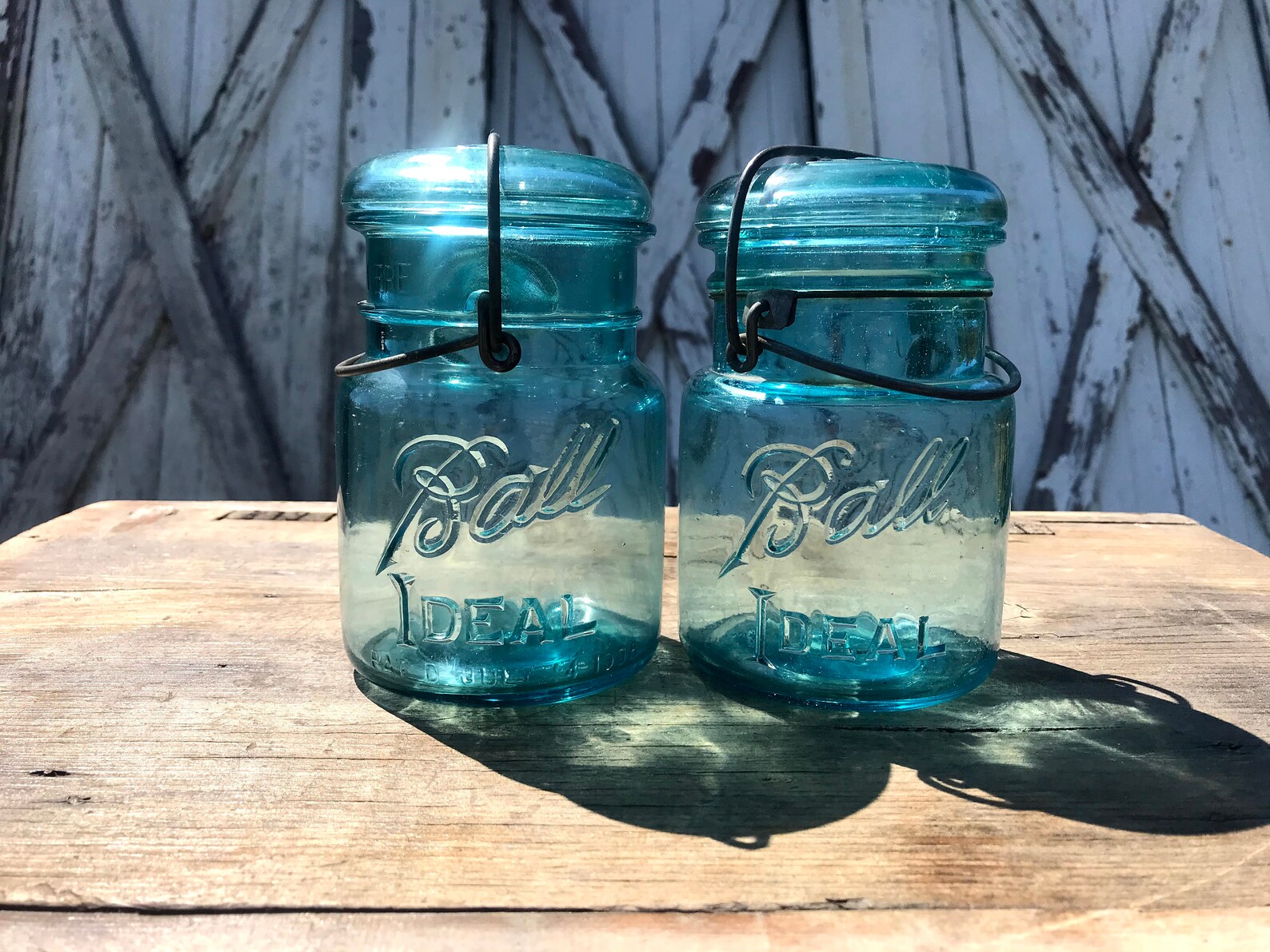Blue Ball Jars, IDEAL Glass Lid Canning Jars, Antique Ball Jars, No. 8 ...