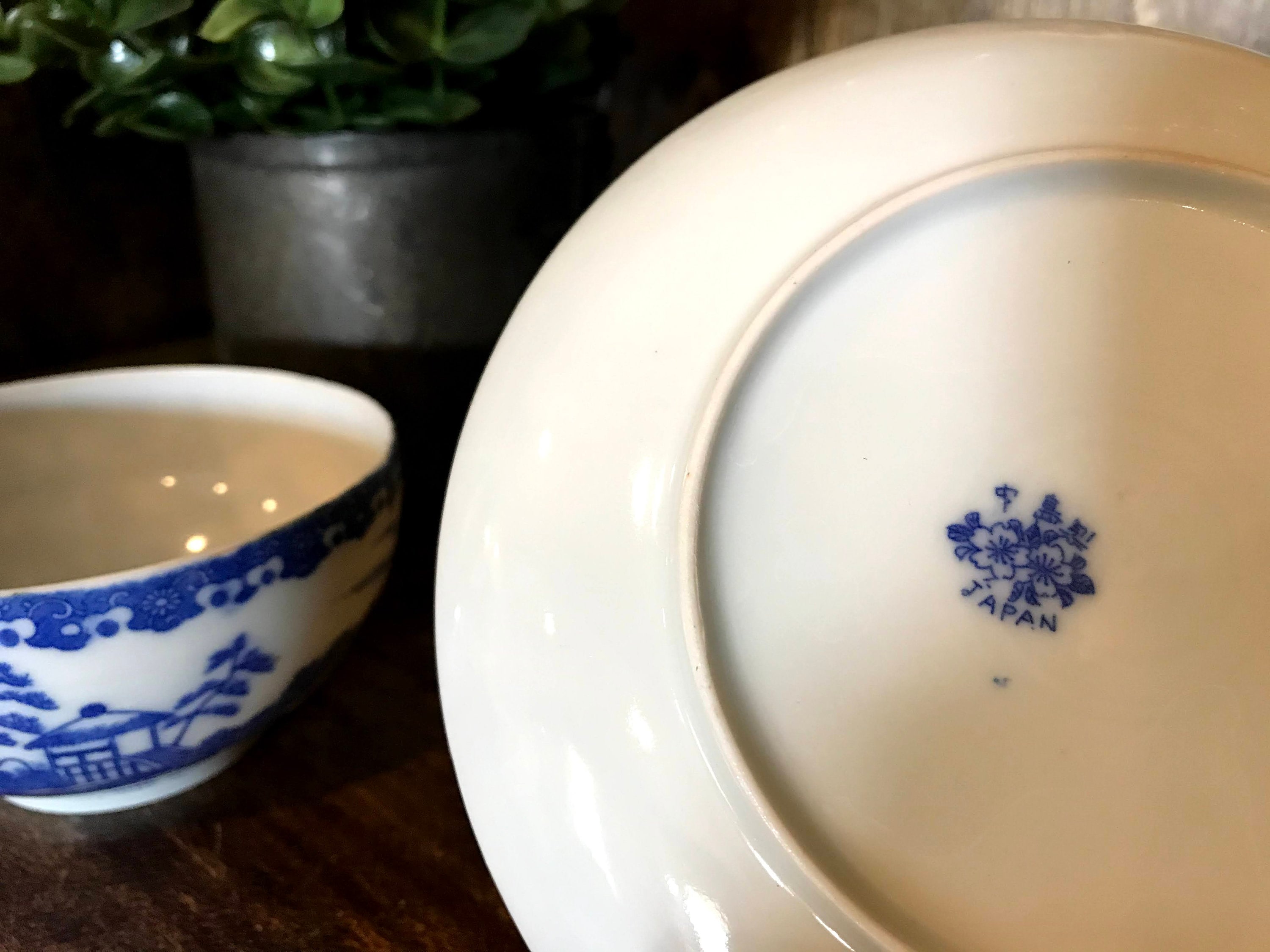 Antique Japanese Noritaki Cup Saucer Blue and White China | Etsy