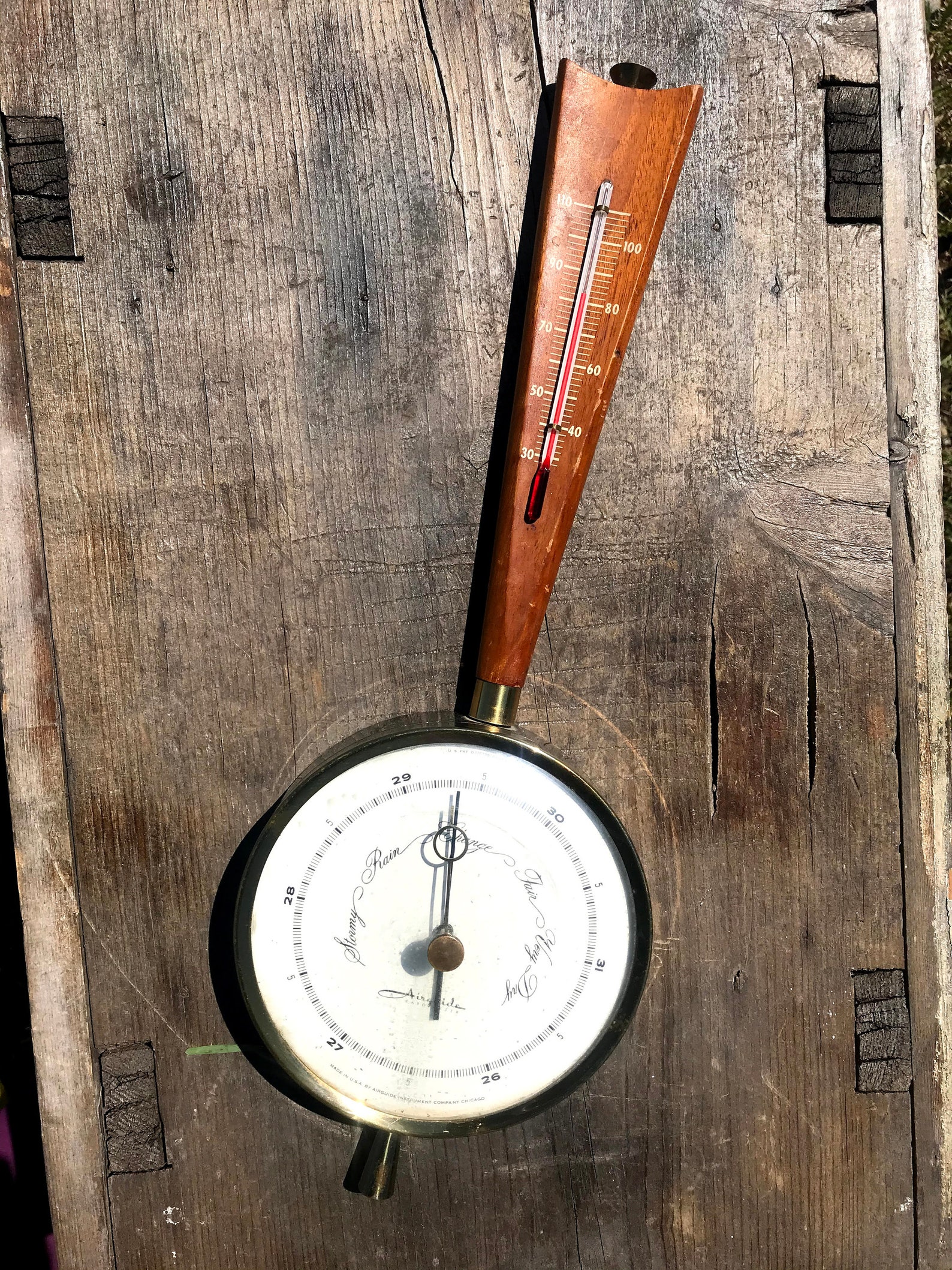 Vintage Airguide Barometer, 1956 Wall Hanging Banjo Barometer, Chicago ...