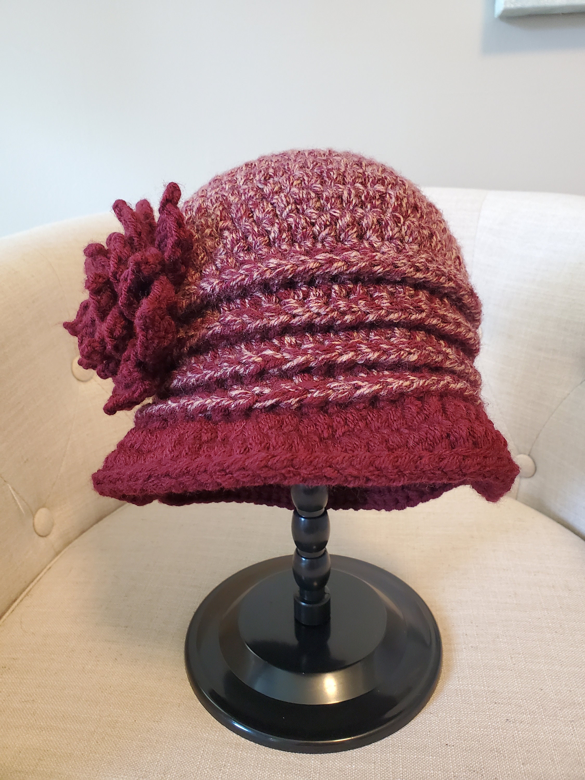 Vintage Maroon Fancy Bucket Cloche Hat - Etsy
