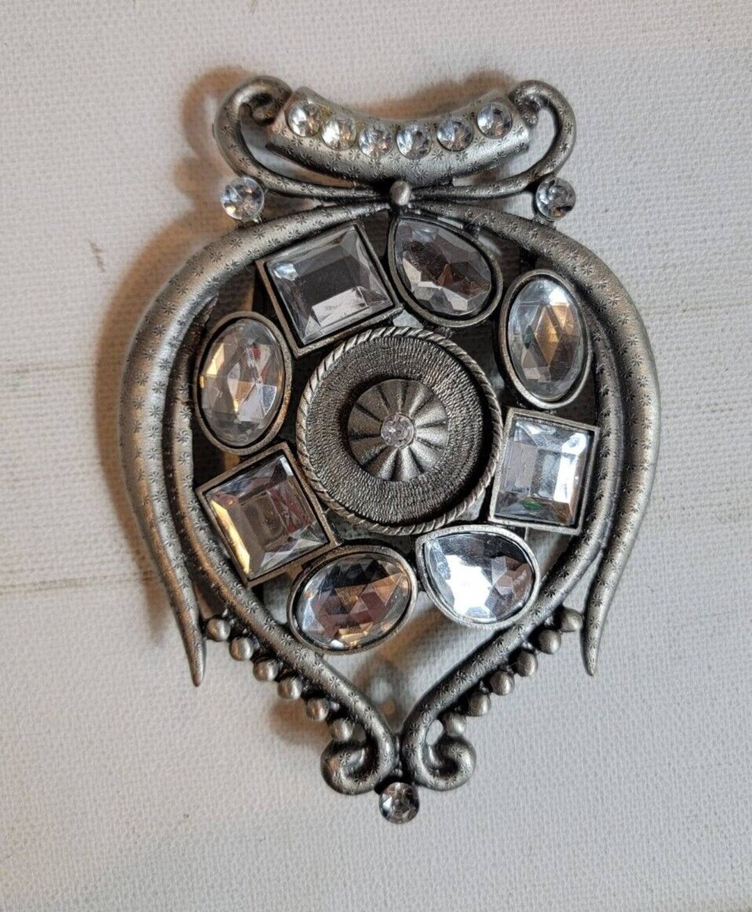 Vintage Crystal Metal Belt Buckle 4 Large Crystals Encrusted Jewelry - Etsy