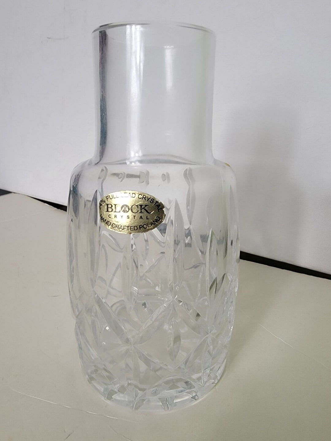 Block 24% Full Lead Crystal Mouth Blown, Hand Cut Bedside Water Carafe ...