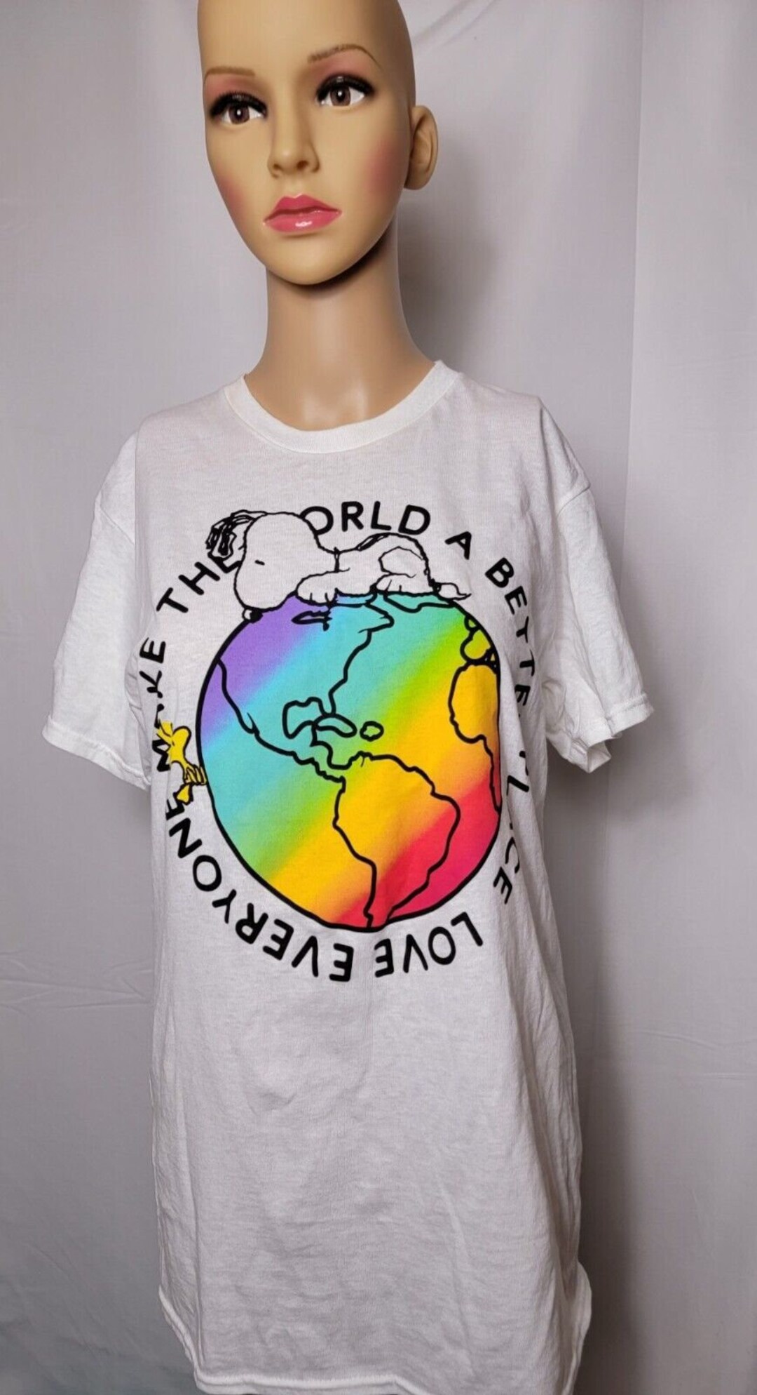 Peanuts Snoopy Woodstock Womens Shirt Make the World Better Place ...
