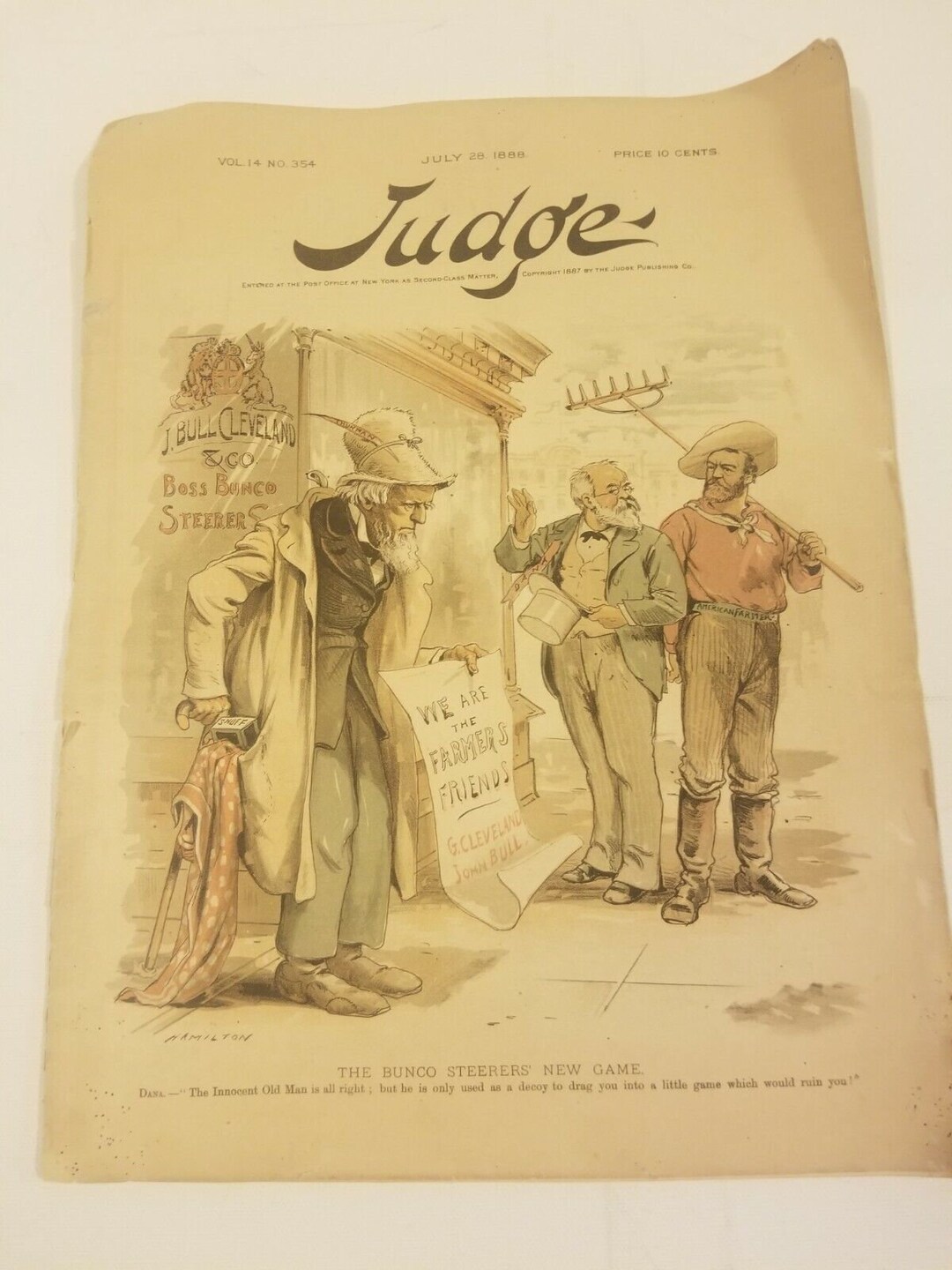 Antique Judge Magazine Political Cartoons 1888 Farmers Bunco Circus Vol ...