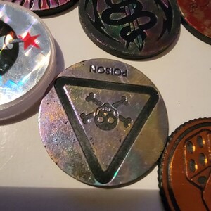 Lot of 7 Vintage Pogs Slammers 1990s Dice Bomb Skull Cross Bones Snake ...