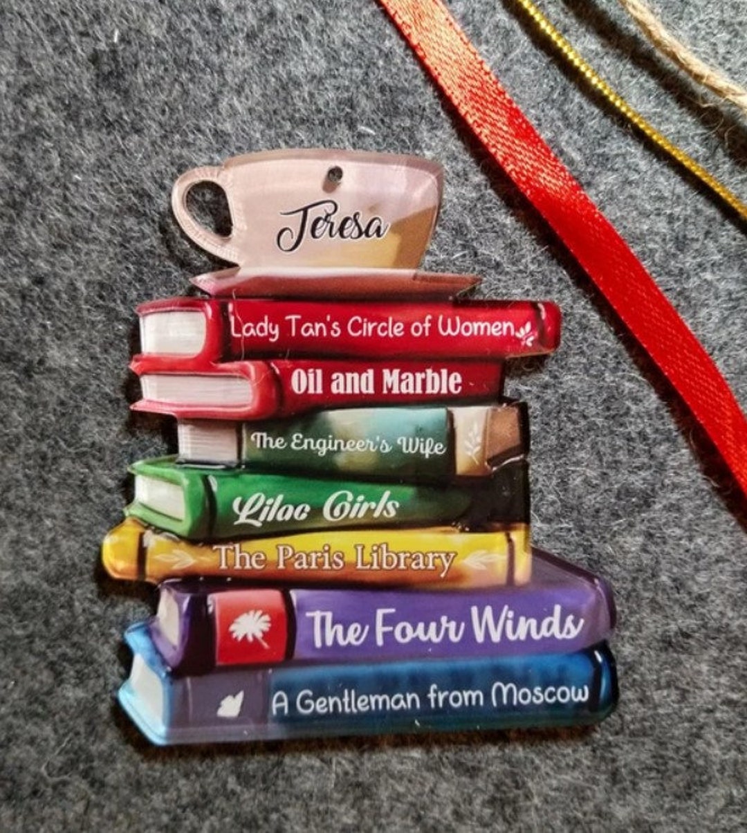 Bookstack With Custom Titles, Customized Gift for Book Lovers, Book Christmas Ornaments - Etsy