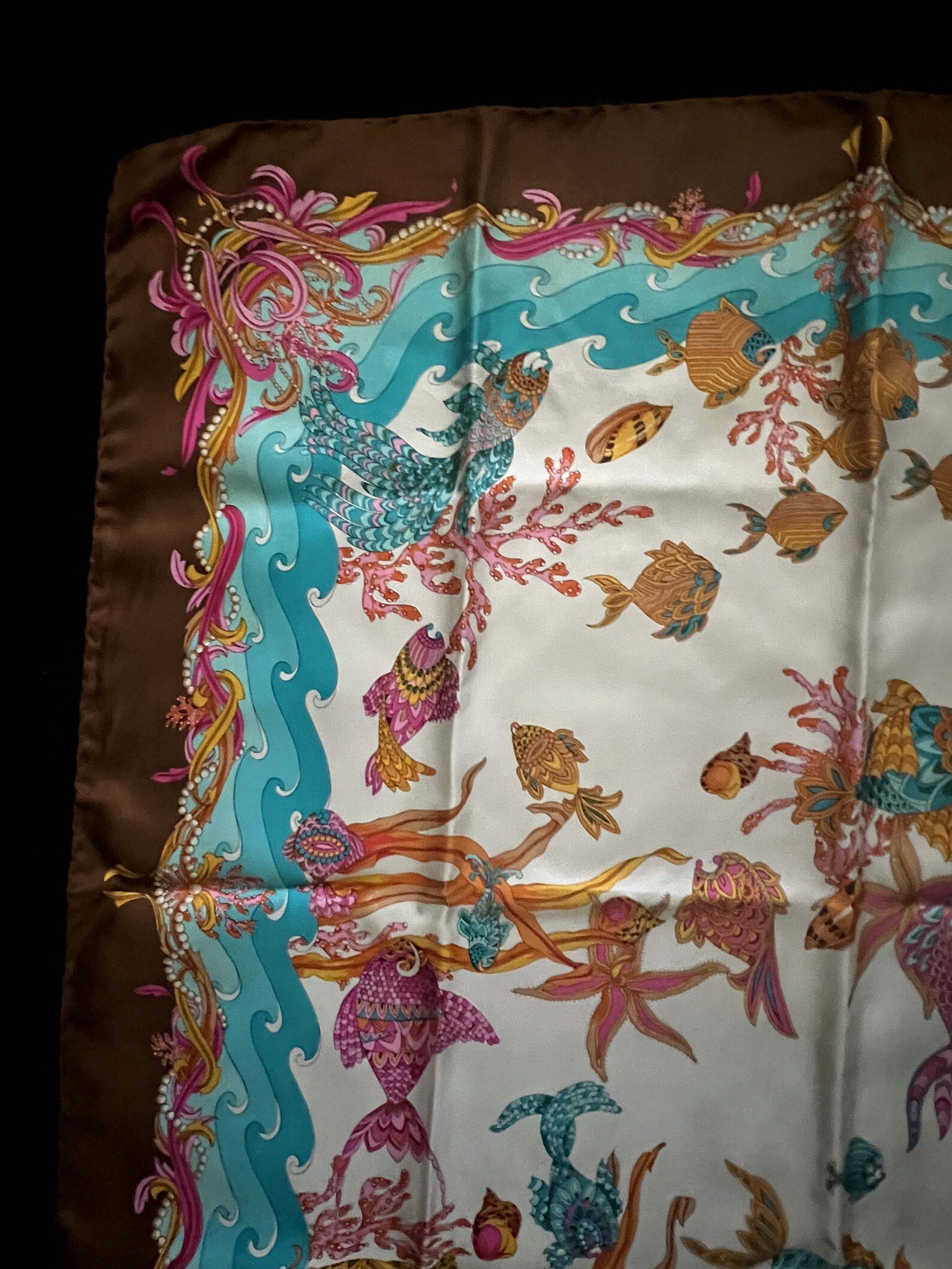 Vintage Franco Doria 80s Silk Scarf With Underwater World Decor - Etsy