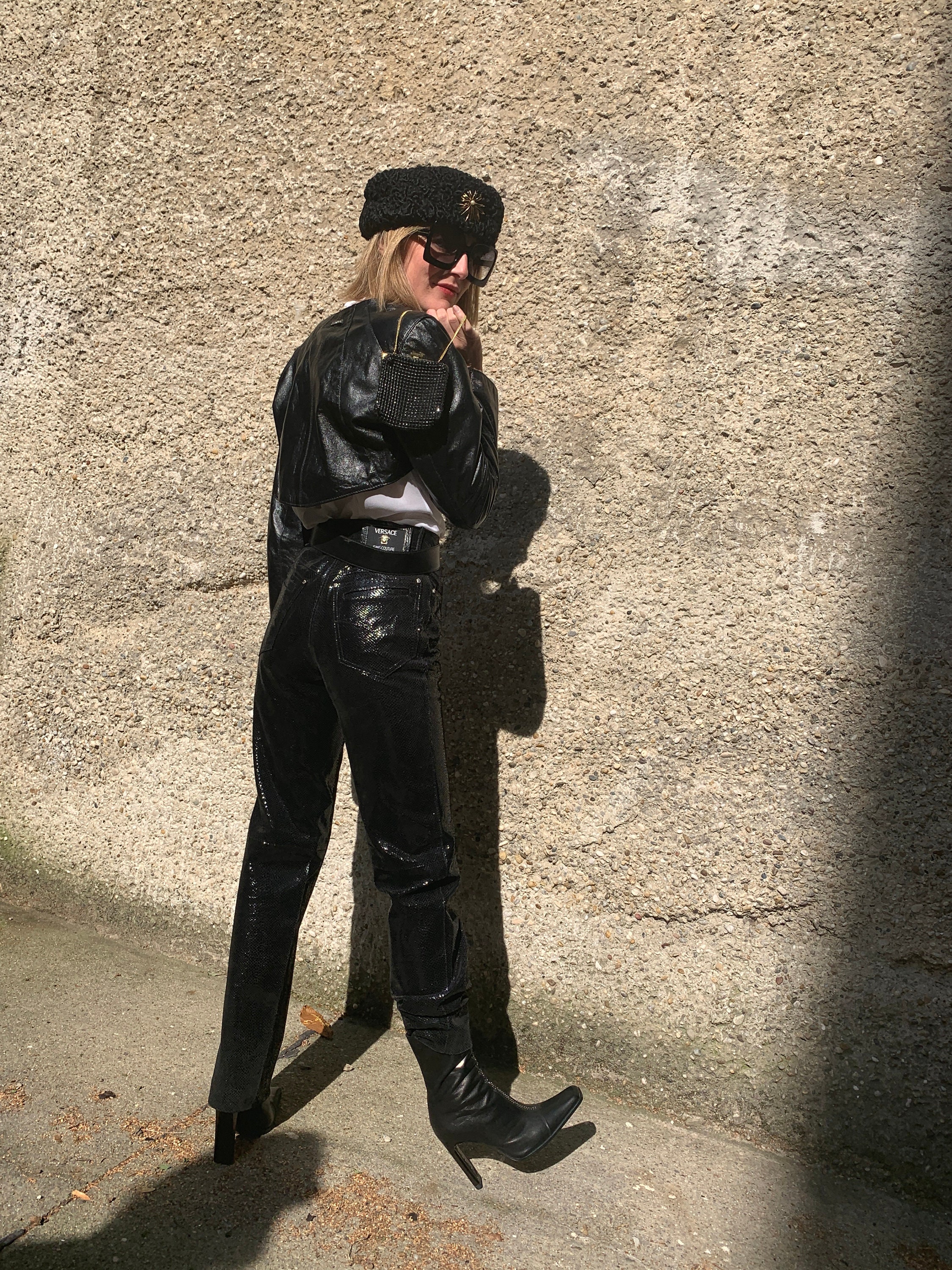 True Vintage Versace Medusa Black Snake Leatherpants Streettrends ...
