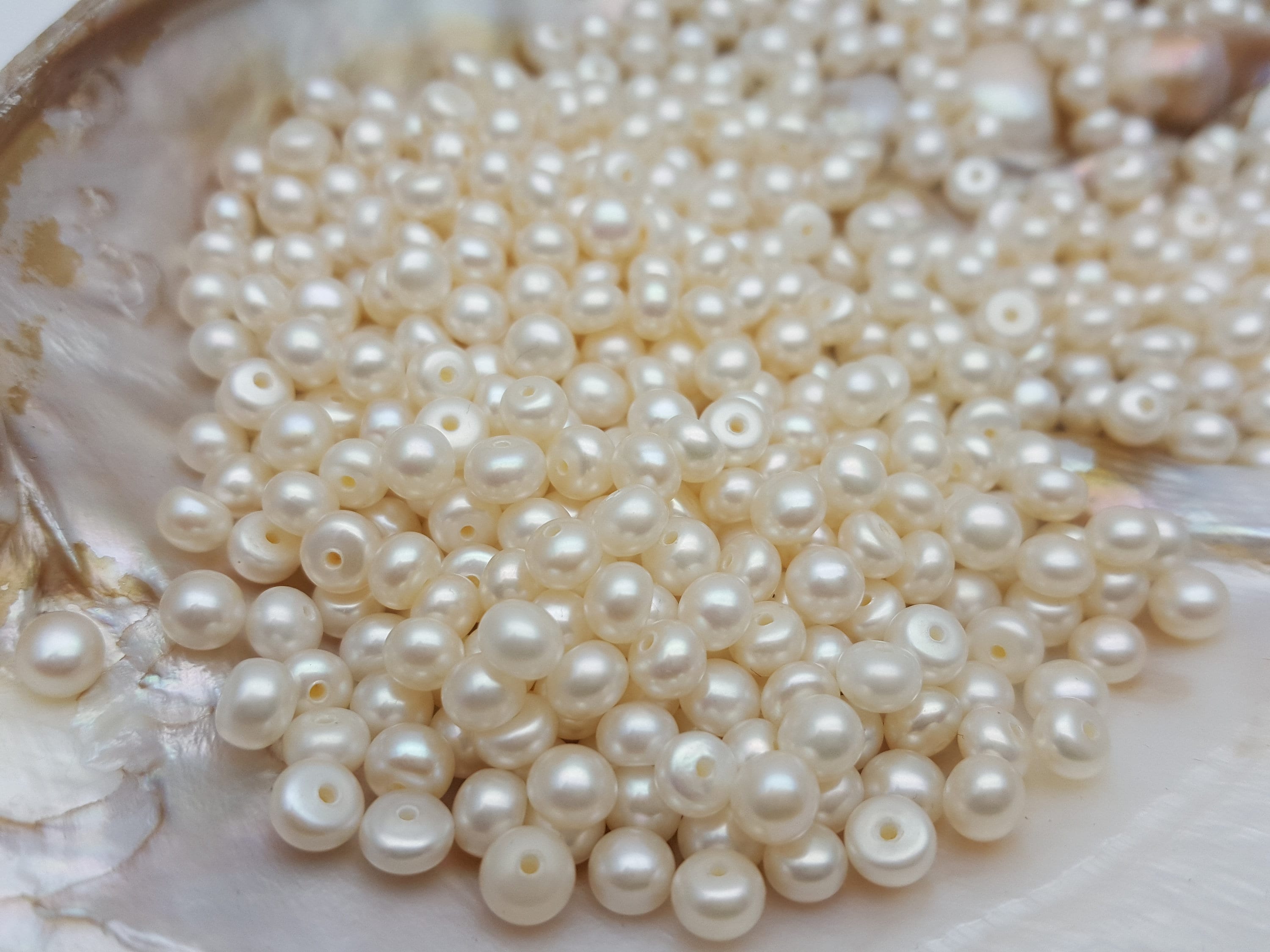 DIY PEARLS Pack 20 grams Beautiful half-drilled white | Etsy
