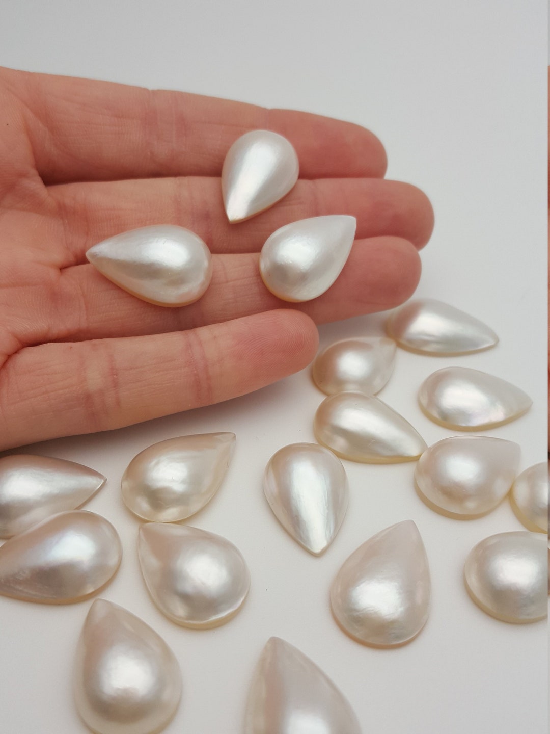 Beautiful Drop Shape White Mabe Cultured Pearls 13.5-14 X 19.5-20.5mm ...