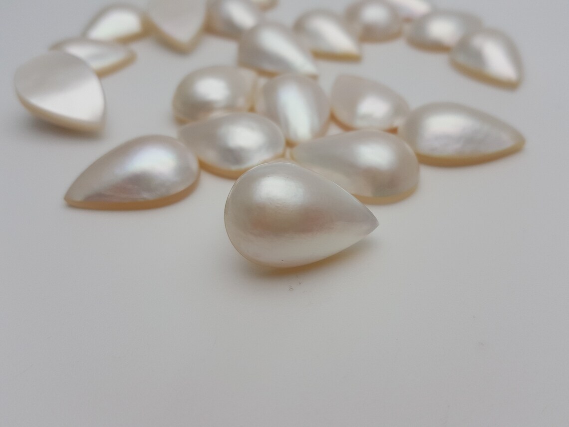 Beautiful Drop Shape White Mabe Cultured Pearls 13.5-14 X - Etsy
