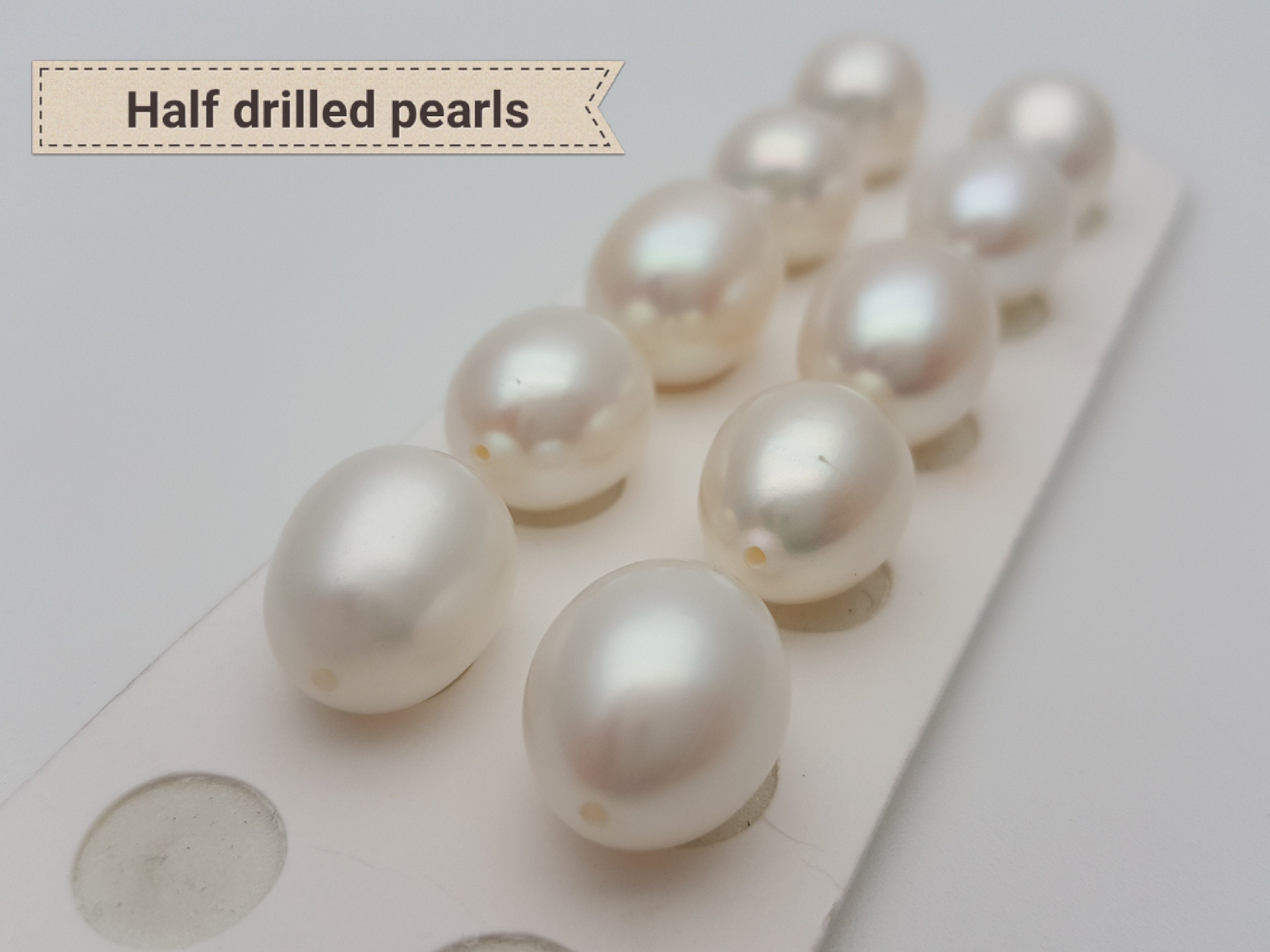 DIY PEARLS Pack of 2 loose pearls Beautiful half-drilled | Etsy