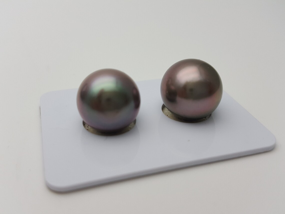 Tahitian Pearls- A Pair of Drop Shape Black Tahiti Cultured Pearls - Etsy