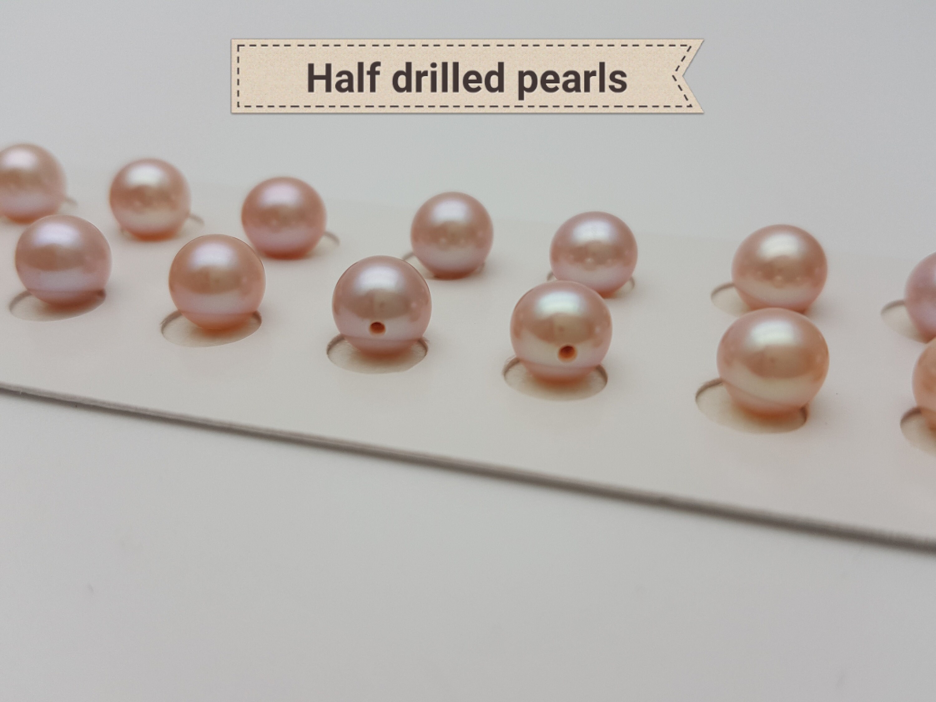 DIY PEARLS Pack of 10 Loose Pearls Beautiful Half-drilled Round Natural ...