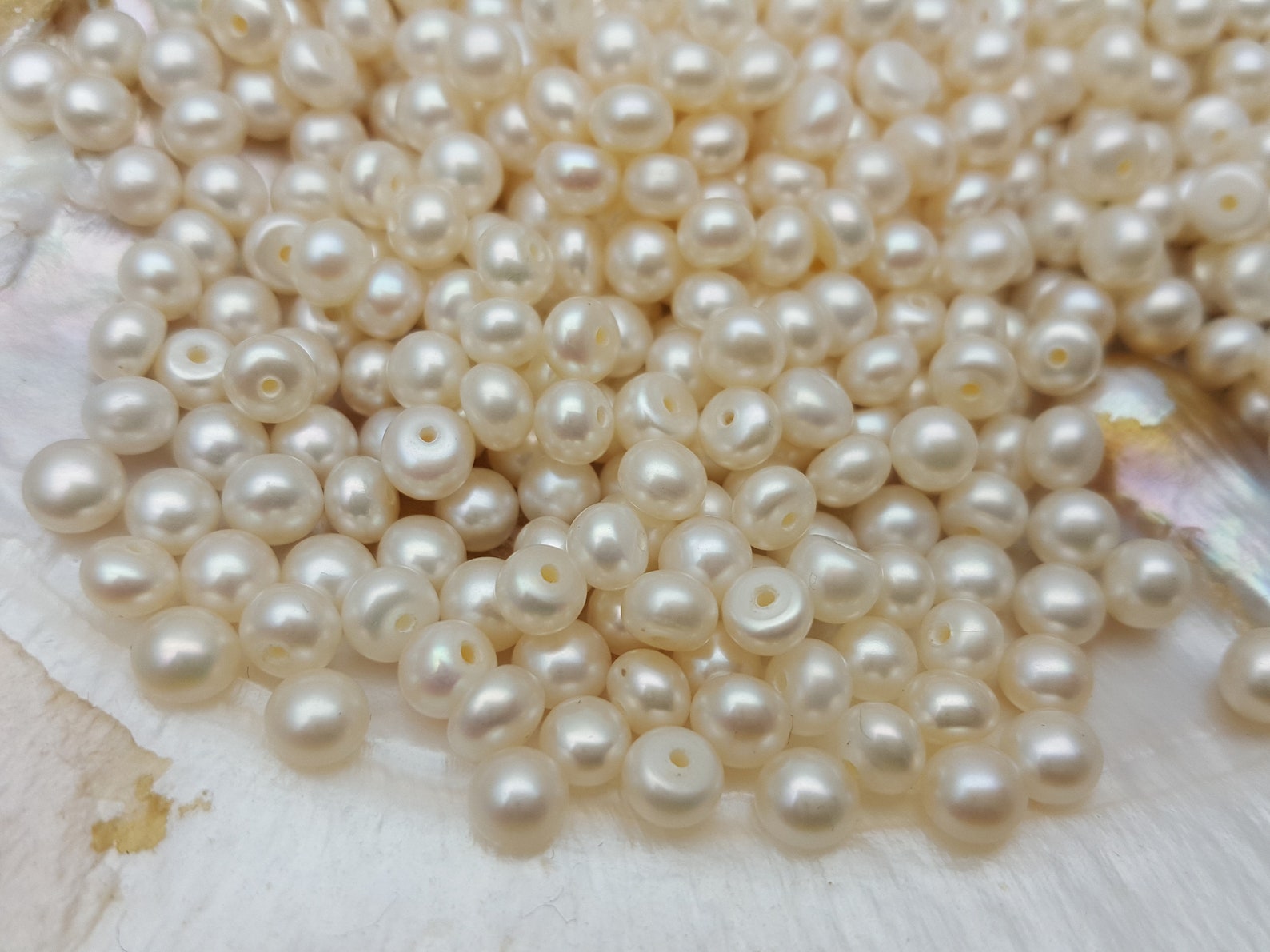 DIY PEARLS Pack 20 Grams Beautiful Half-drilled White - Etsy