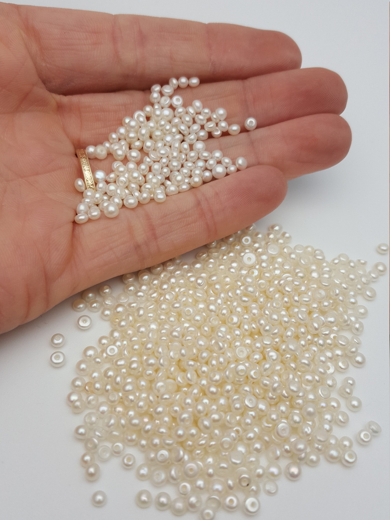 DIY PEARLS Pack 20 Grams Beautiful Half-drilled White Tiny - Etsy