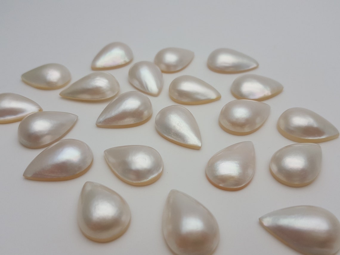 Beautiful Drop Shape White Mabe Cultured Pearls 13.5-14 X - Etsy