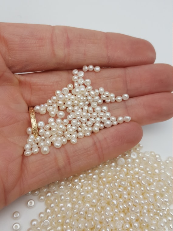 DIY PEARLS Pack 20 Grams Beautiful Half-drilled White Tiny - Etsy
