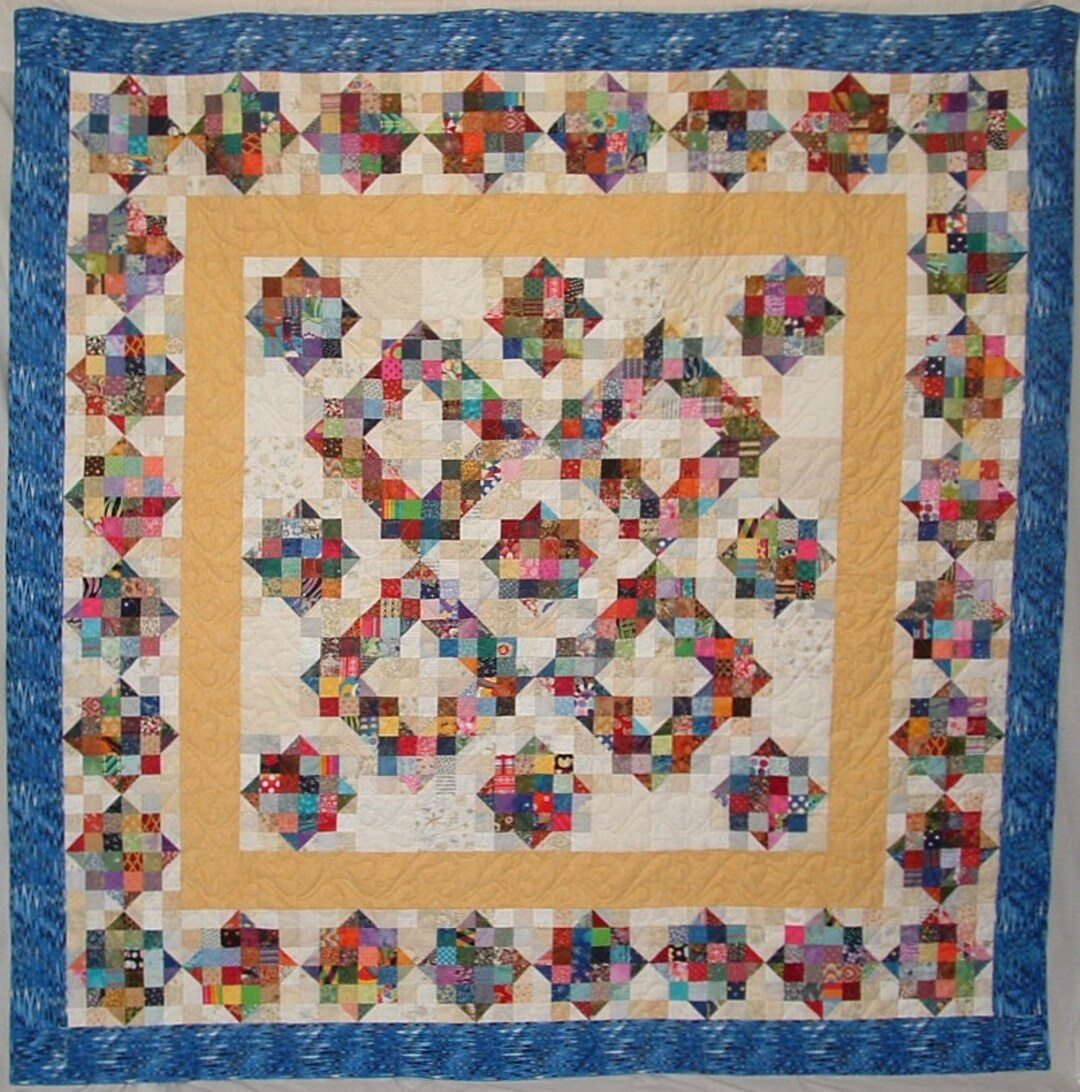 Unique Handmade Patchwork Heirloom Queen Bed Quilt - Happy 2B Scrappy ...