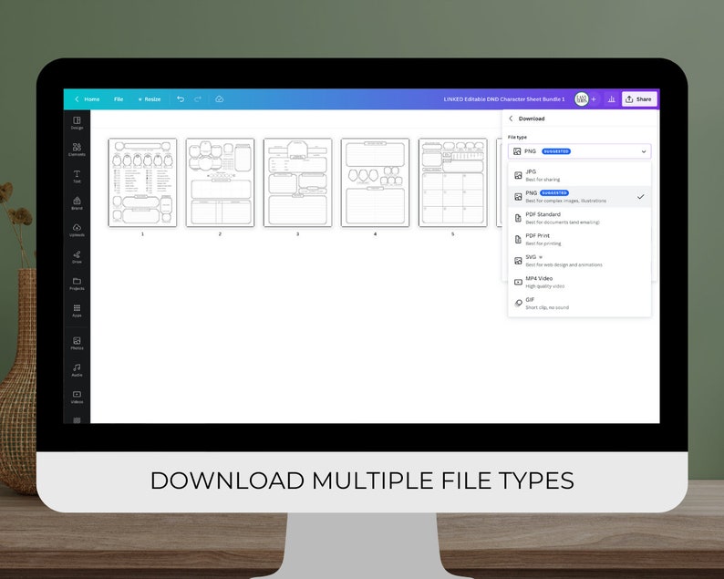 D&D 5e Character Sheet PDF, Canva Editable Tempalte for Dungeons and ...