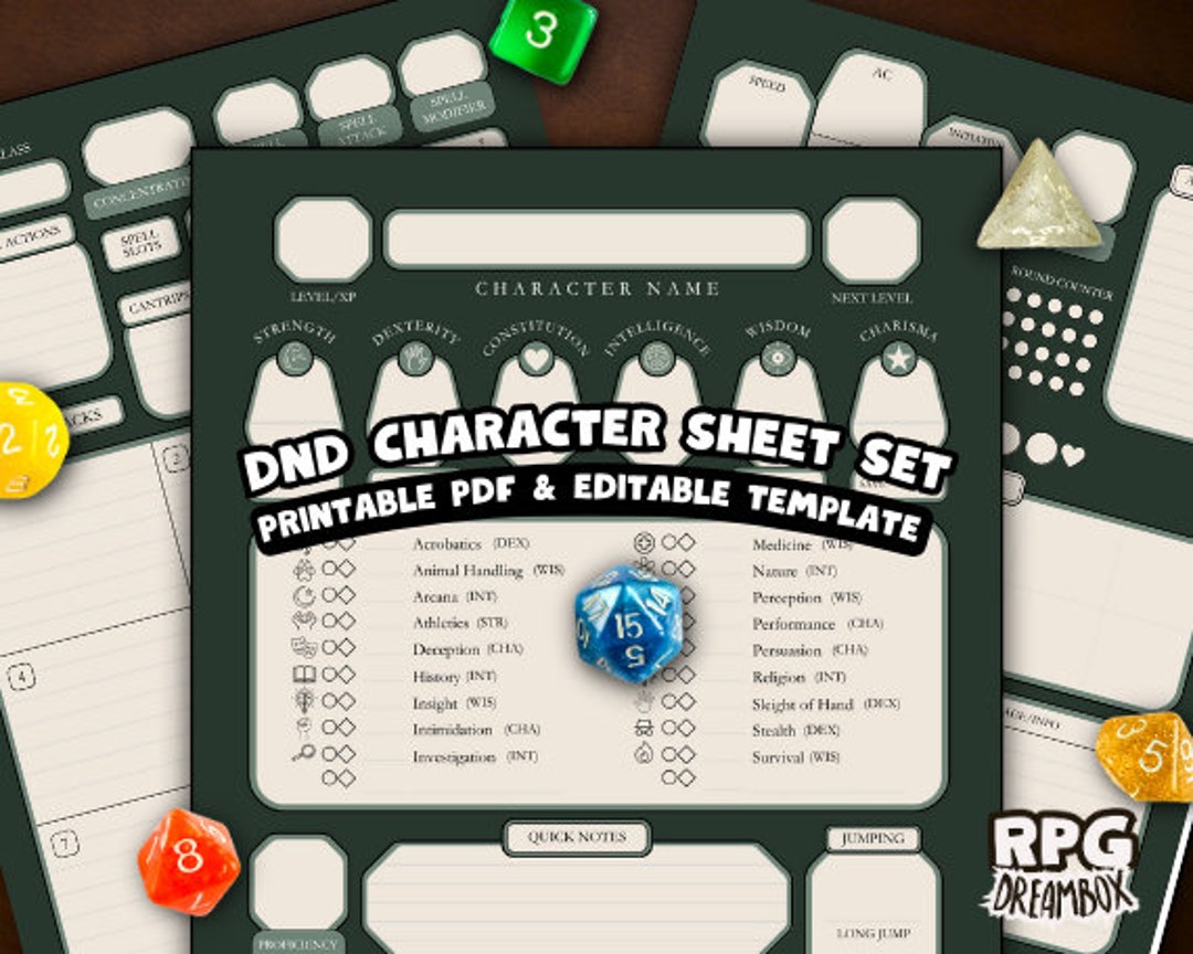 Dungeons and Dragons Editable PDF and Downloadable Character Sheet, Dnd ...