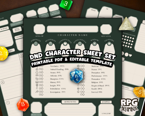 Dungeons and Dragons Editable PDF and Downloadable Character Sheet, Dnd ...