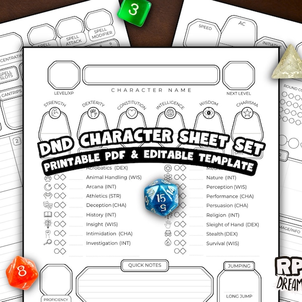 Dnd Character Sheet Canva - Etsy