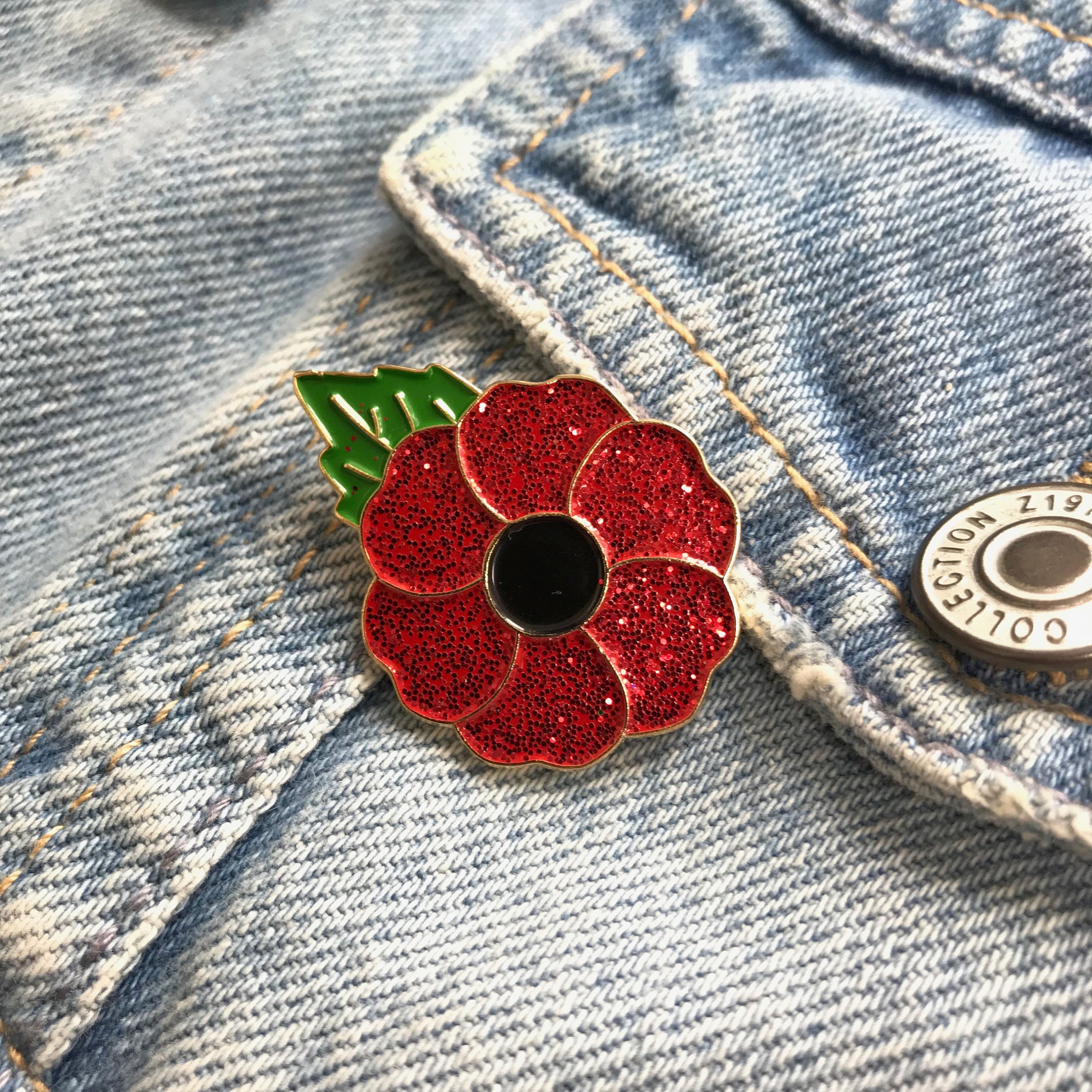 Glitter Red / Purple Poppy Enamel Pin Badge Remembrance | Etsy