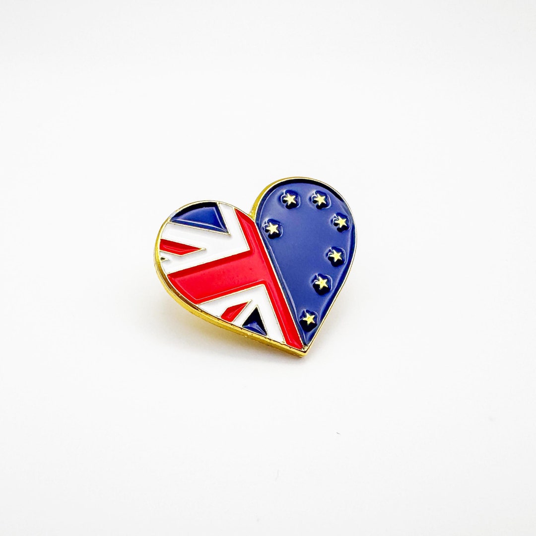 Europe / UK Love Heart Enamel Pin Badge | Remain Brexit EU Referendum ...