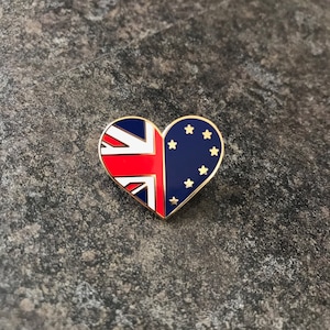 Europe / UK Love Heart Enamel Pin Badge Remain Brexit EU - Etsy