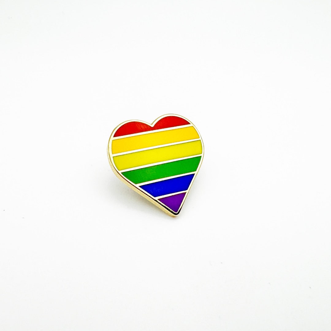 Rainbow Love Heart Enamel Pin Badge | LGBTQ + Gay Pride Month | Lesbian ...