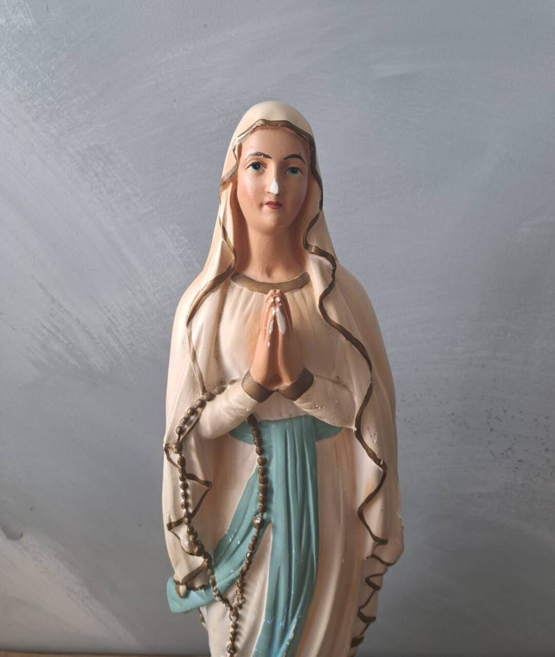 Antique Our Lady Mary Statue Figure Lourdes Shabby Vintage France 65 Cm ...