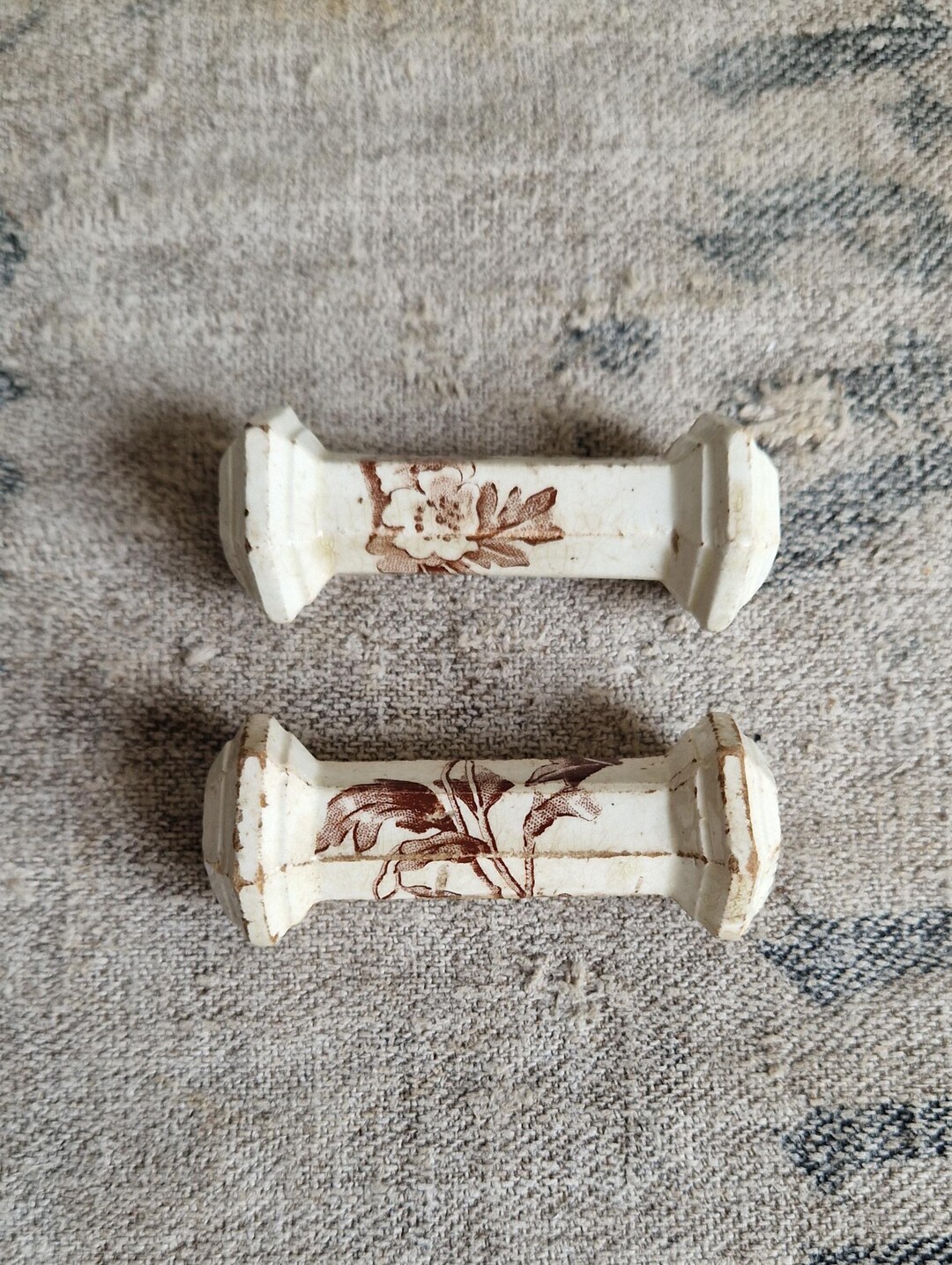 2 Antique Ceramic Knife Rests Transware Shabby Vintage From France Rare ...