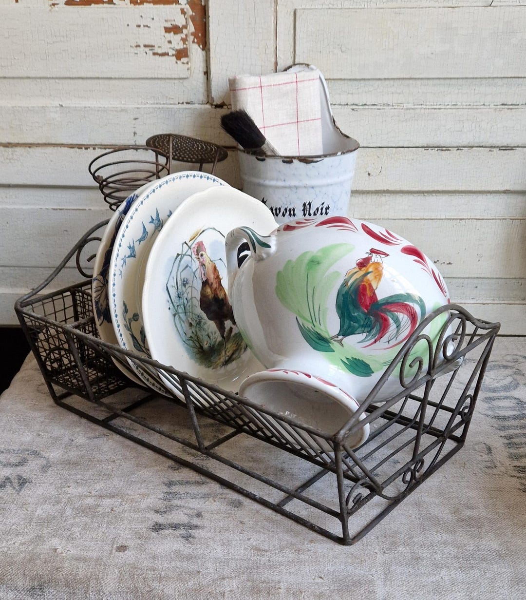 Vintage Dish Rack Draining Rack Draining Basket Made of Wire Shabby ...