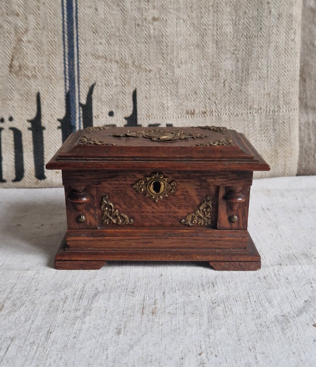 Antique Casket Box Made of Oak Around 1900 Shabby Vintage France With ...