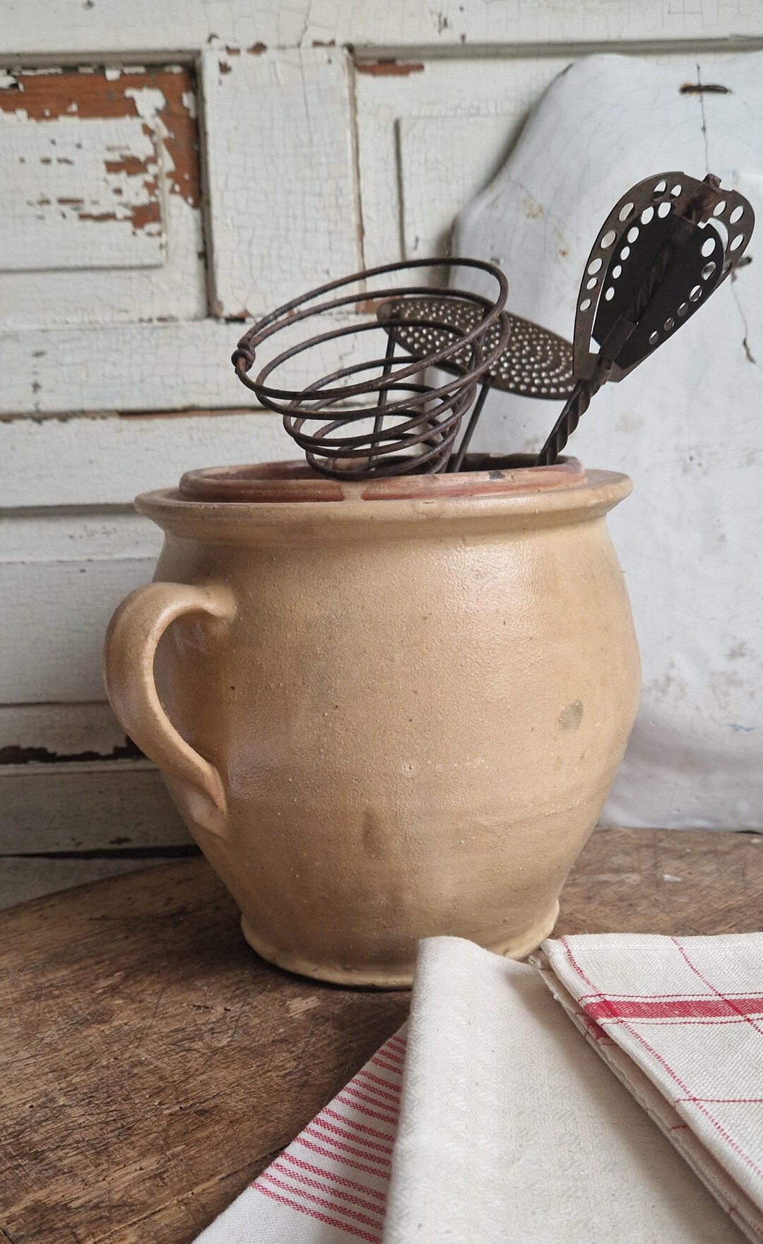 Antique Confit Fat Pot Container Earthenware Shabby Vintage From France ...